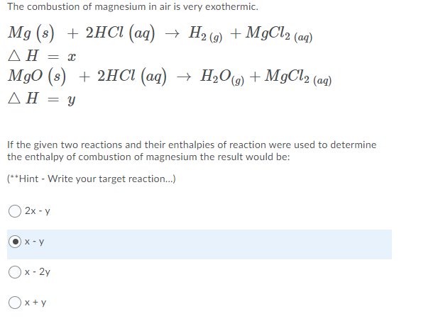 Solved The combustion of magnesium in air is very | Chegg.com