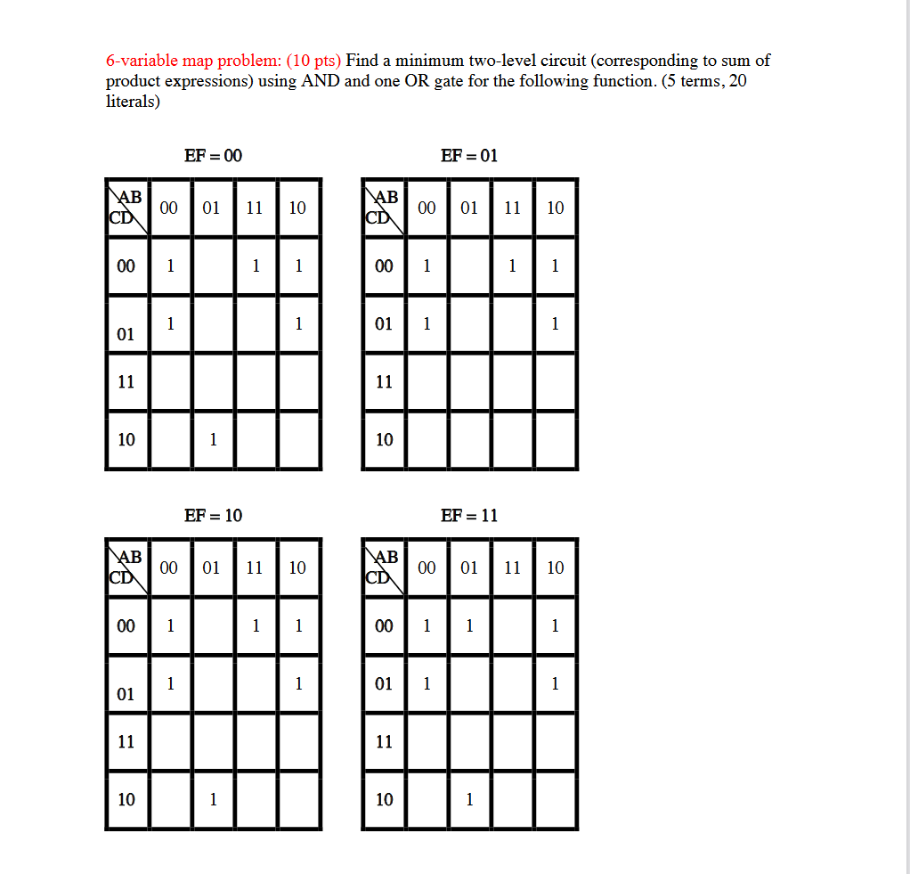 Solved 6 Variable Map Problem 10 Pts Find A Minimum 