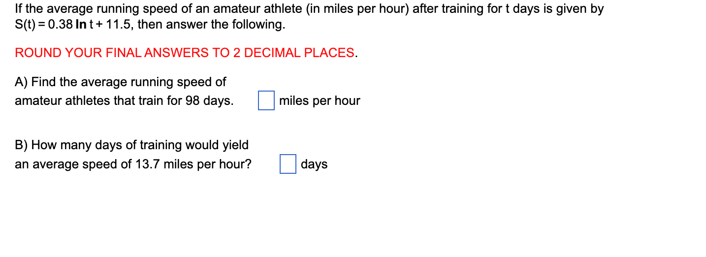 Solved If the average running speed of an amateur athlete | Chegg.com