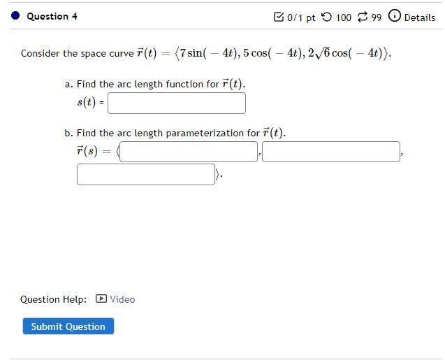 Solved the space curve | Chegg.com