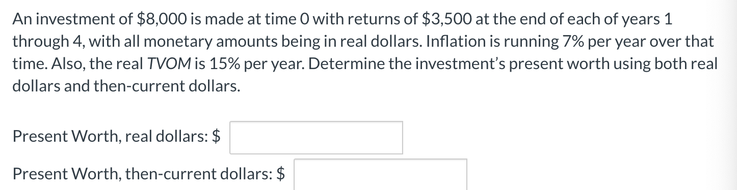 Solved An investment of $8,000 ﻿is made at time 0 ﻿with | Chegg.com