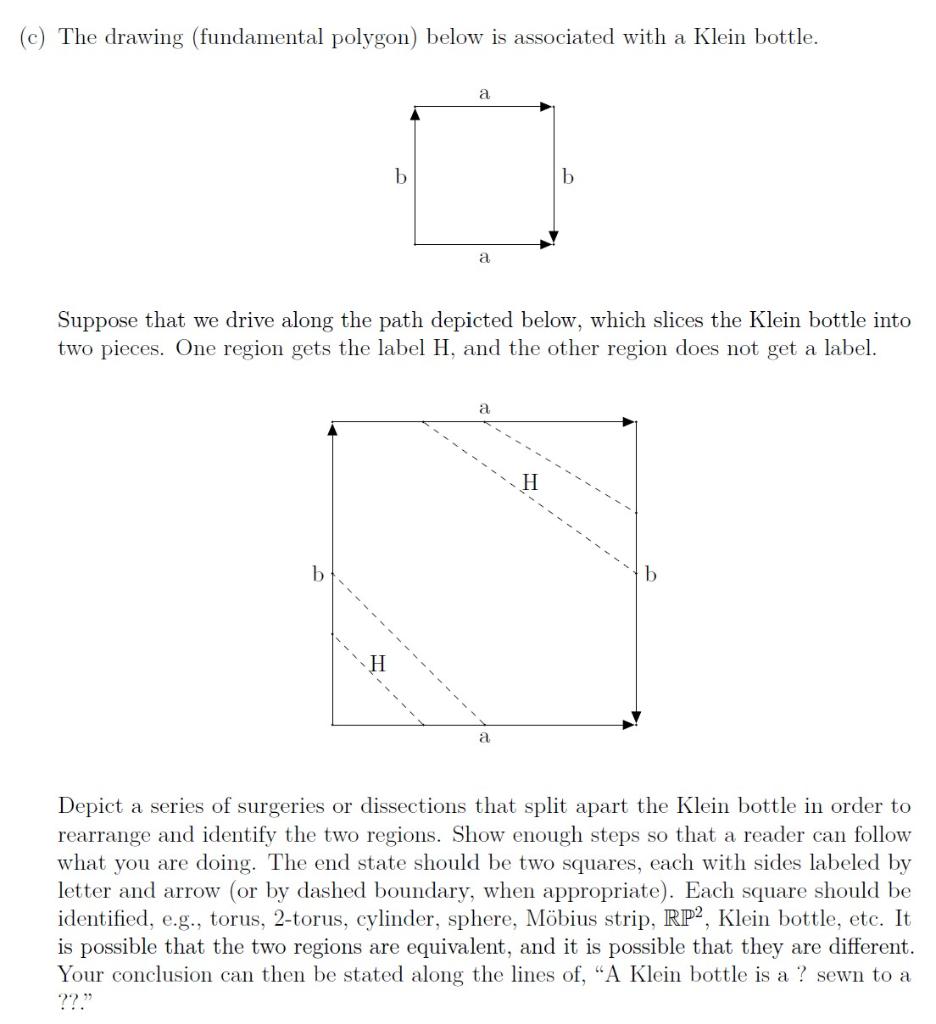 (c) The drawing (fundamental polygon) below is | Chegg.com