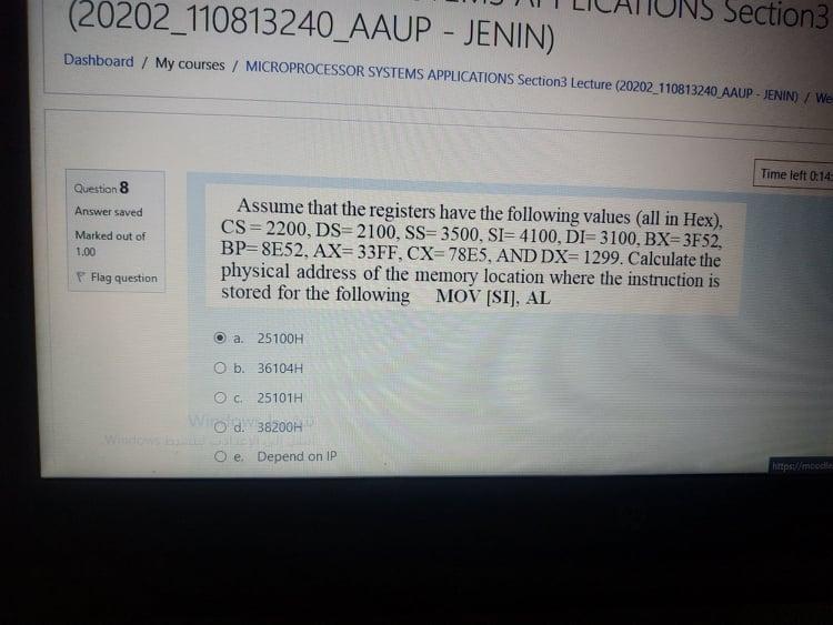 Solved JENIN) Dashboard / My courses / MICROPROCESSOR | Chegg.com