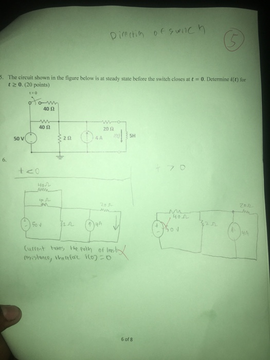Solved Direction of switch 5. The circuit shown in the | Chegg.com