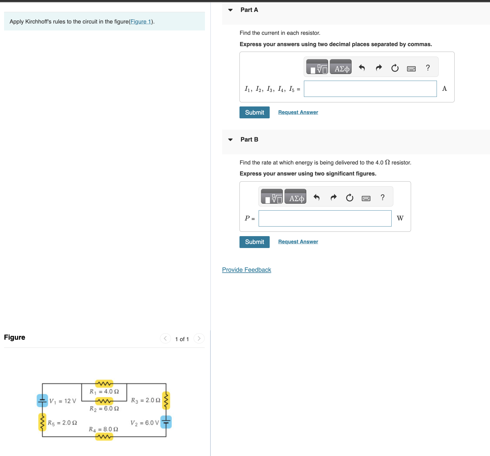 Solved Part AApply Kirchhoff's rules to the circuit in the | Chegg.com