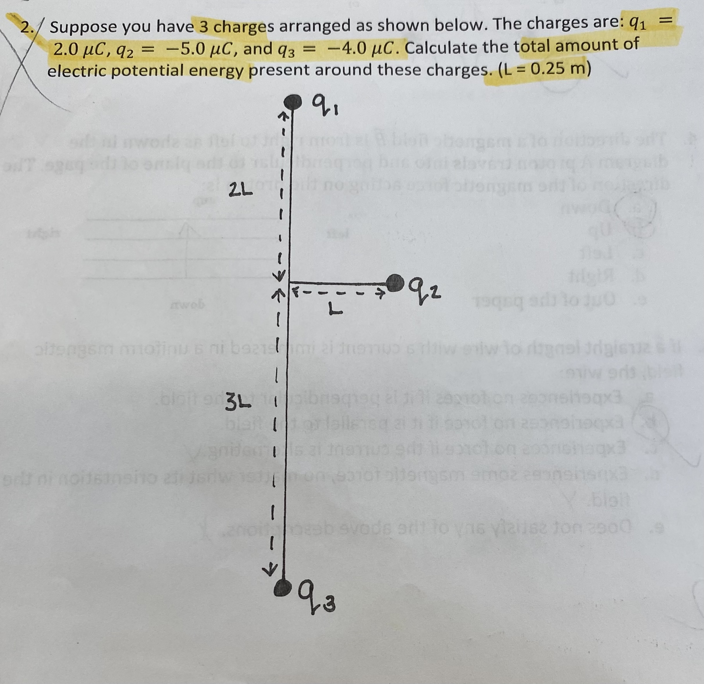 Solved Suppose you have 3 ﻿charges arranged as shown below. | Chegg.com