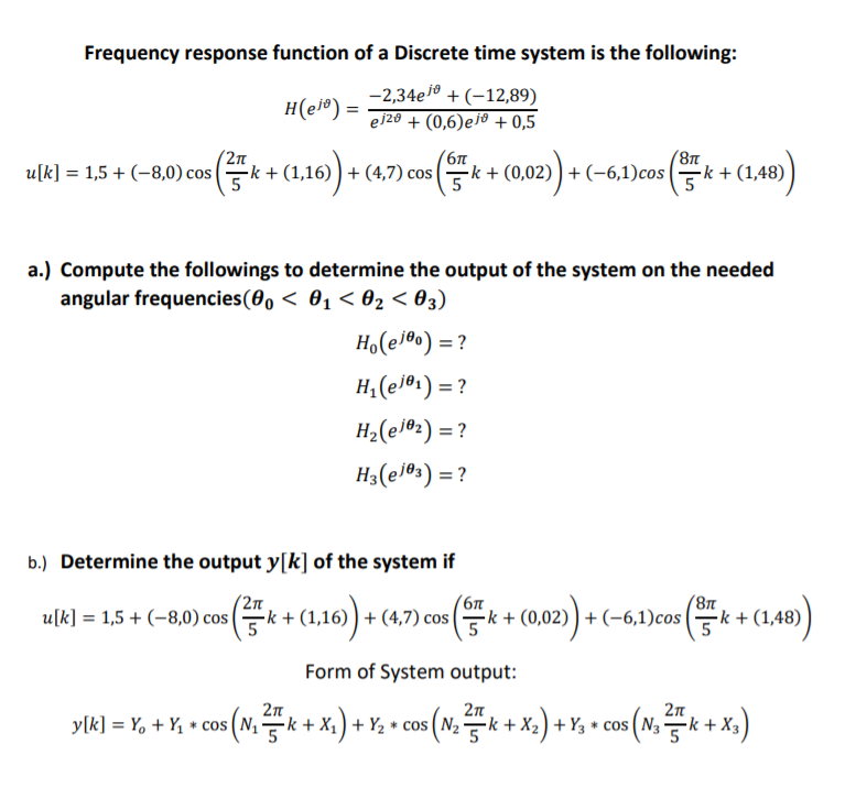 Solved Frequency response function of a Discrete time system | Chegg.com