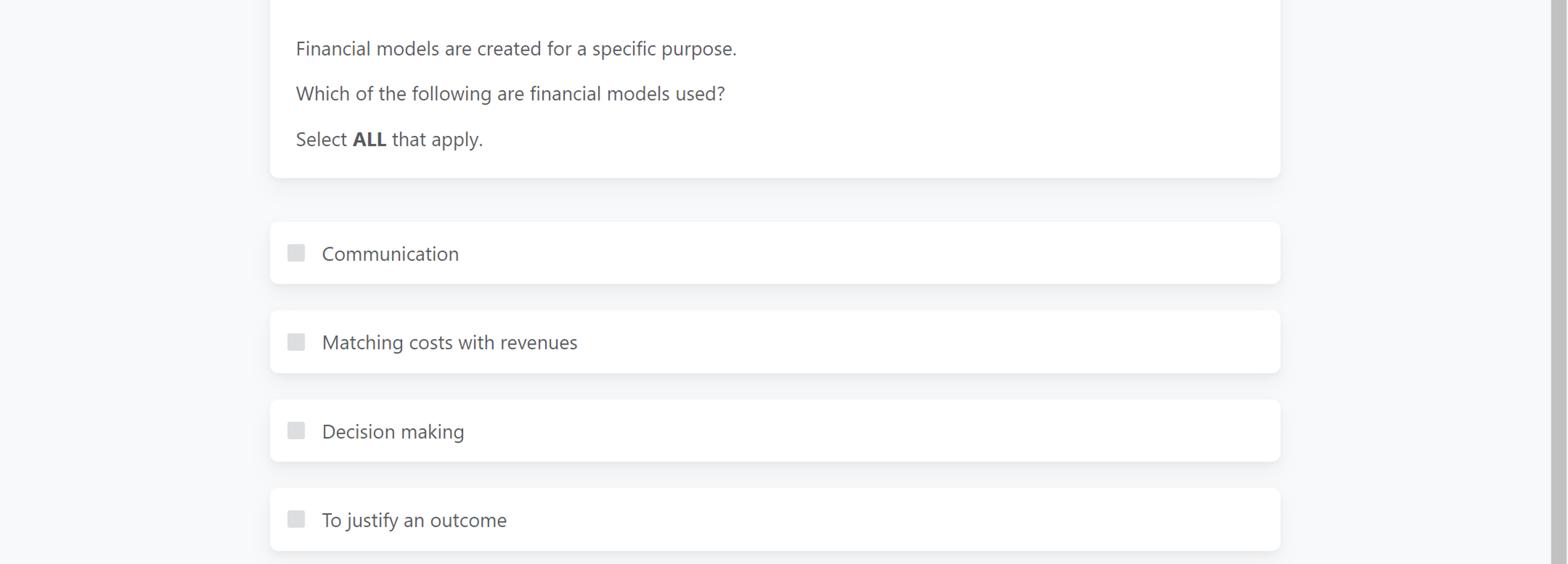 Solved Financial models are created for a specific | Chegg.com