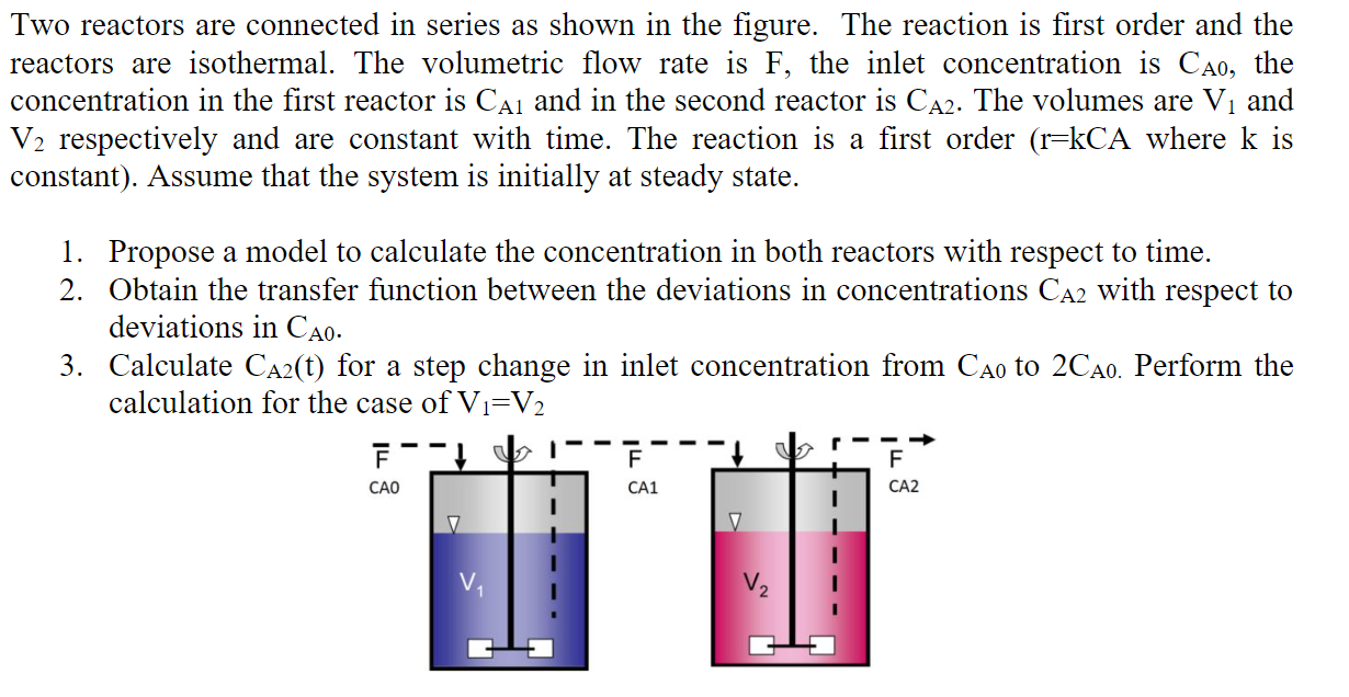 Solved Two reactors are connected in series as shown in the | Chegg.com