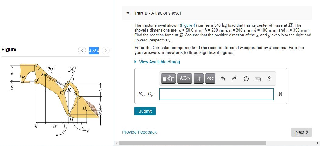 Solved Part D-A tractor shovel The tractor shovel shown | Chegg.com