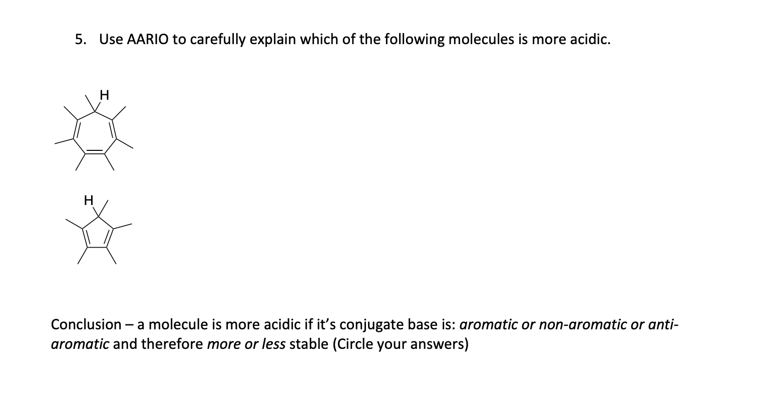 Solved 5. Use AARIO to carefully explain which of the | Chegg.com