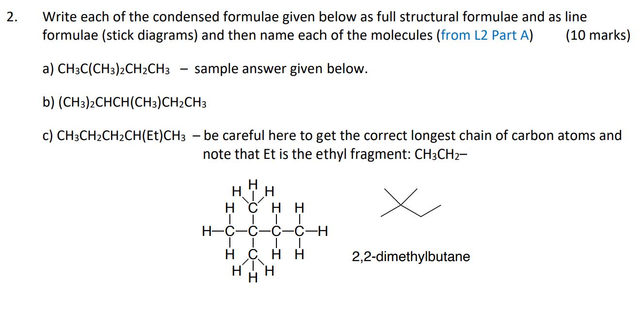 Solved Write each of the condensed formulae given below as | Chegg.com