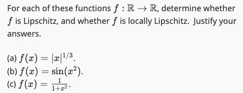 Solved For each of these functions f:R→R, determine whether | Chegg.com