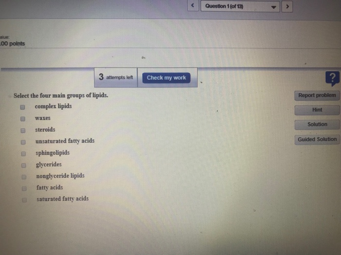Solved K Question 1 (of 13) alue: 00 polnts 3 attempts letft | Chegg.com