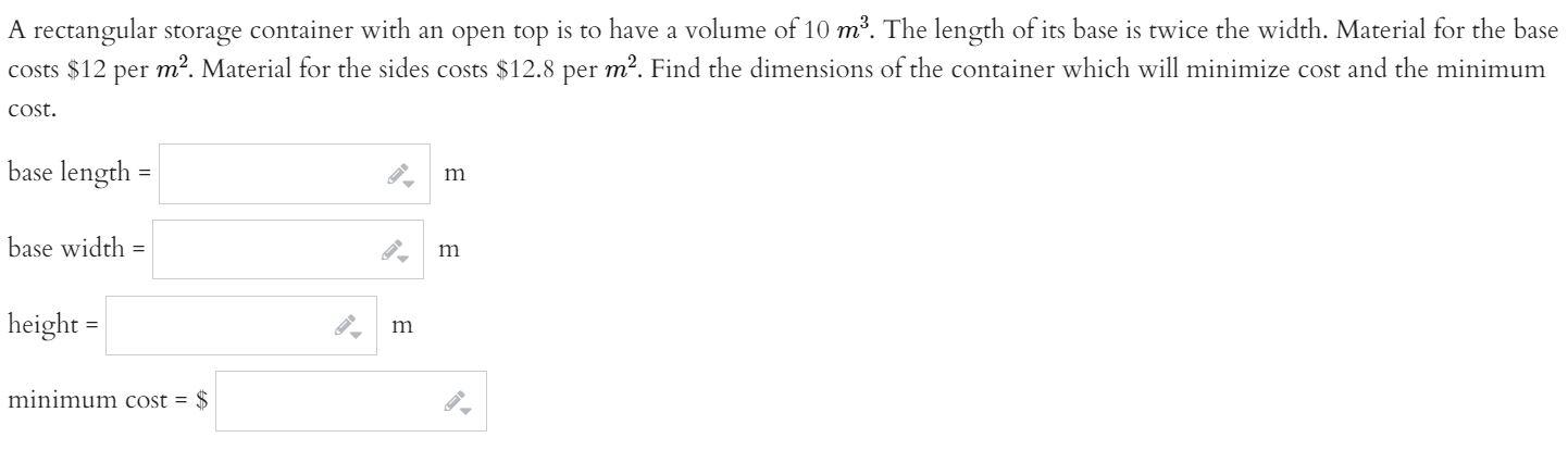Solved A rectangular storage container with an open top is | Chegg.com
