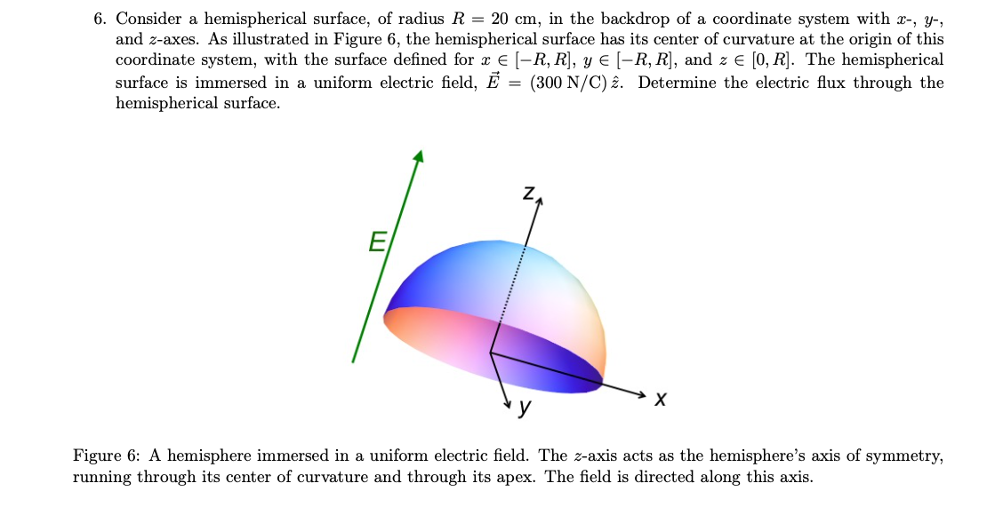 Solved 6. Consider a hemispherical surface, of radius R=20 | Chegg.com