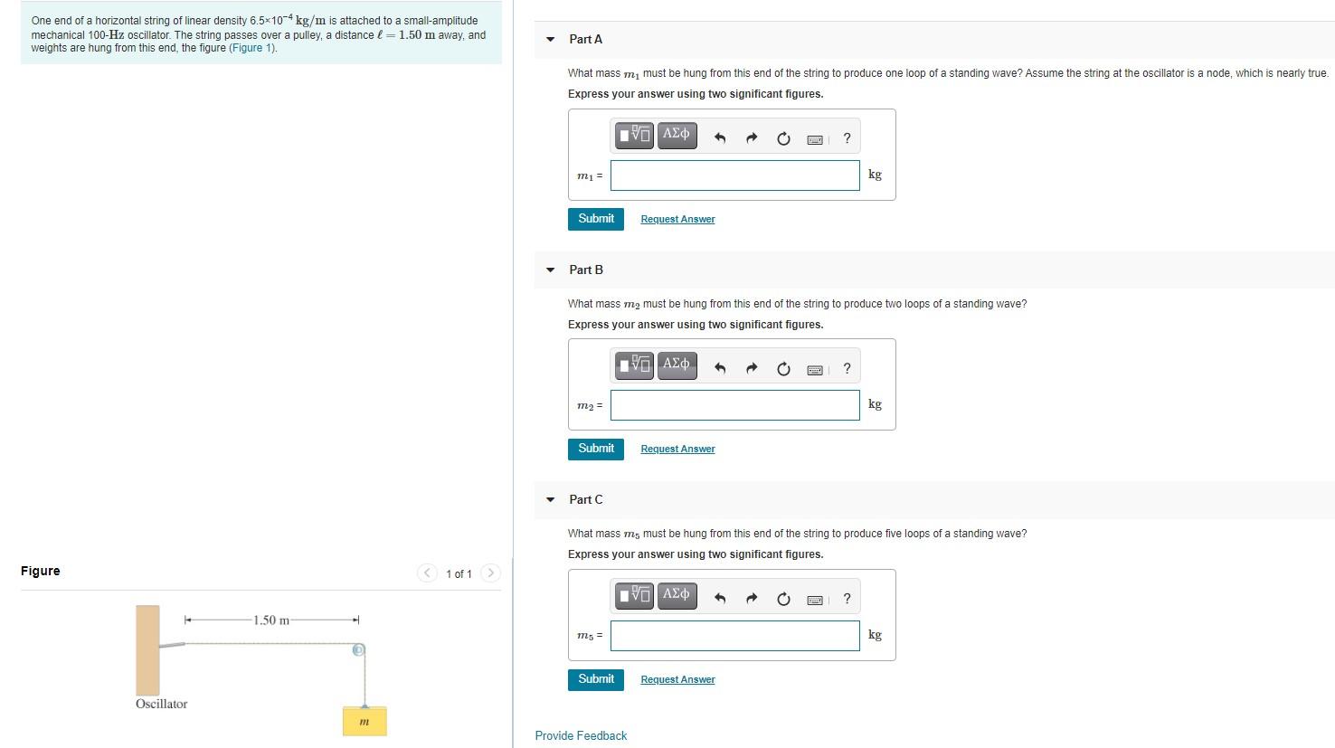 Solved One end of a horizontal string of linear density | Chegg.com
