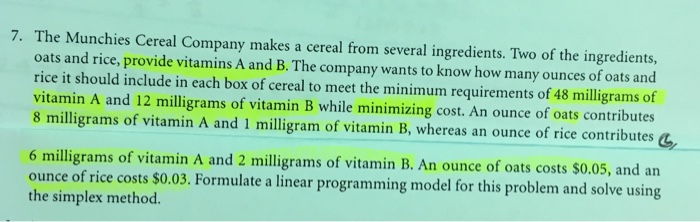 Solved Formulate a linear programming model for this problem | Chegg.com