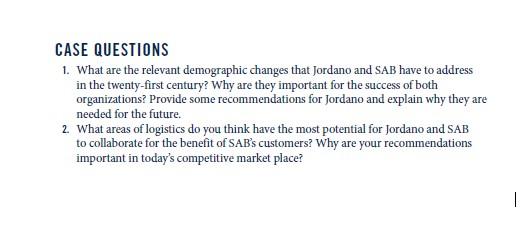 Solved Jordano Food Products Supply Chain Profile Jordano | Chegg.com