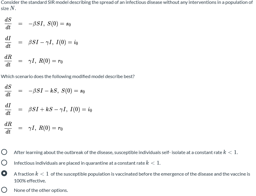 Solved Consider the standard SIR model describing the spread | Chegg.com