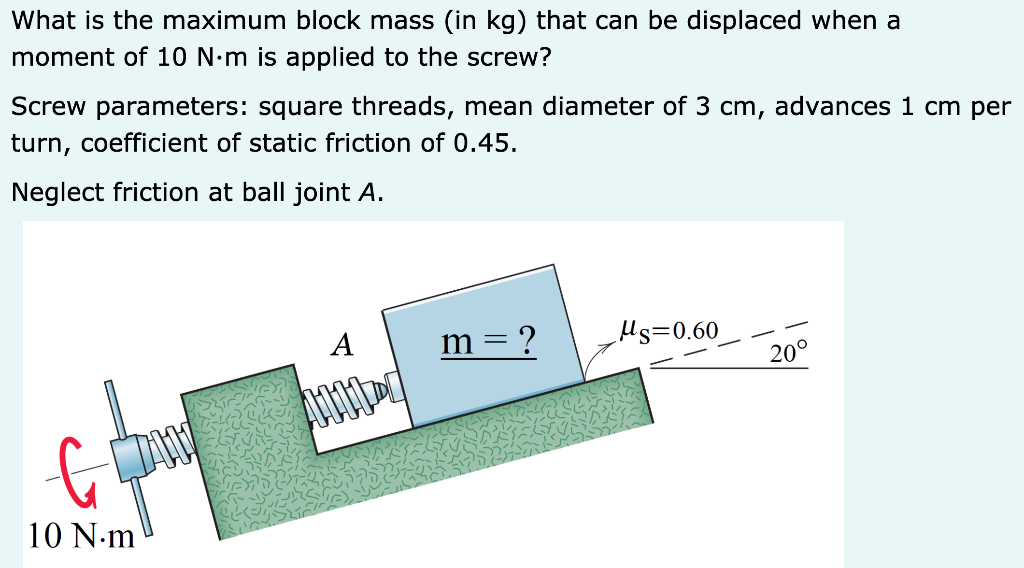 Solved What is the maximum block mass (in kg) that can be | Chegg.com