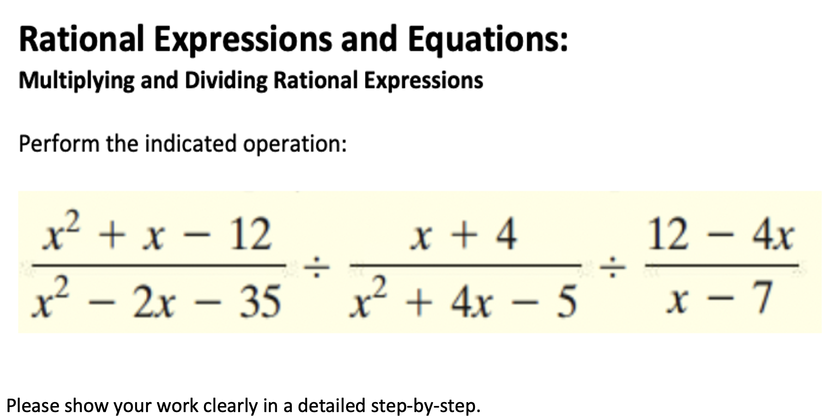Solved Rational Expressions and Equations: Multiplying and | Chegg.com