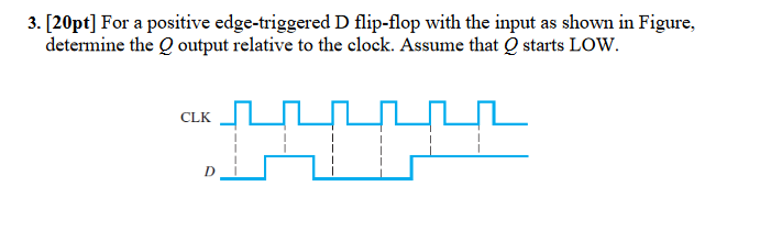 Solved [20pt] ﻿For a positive edge-triggered D ﻿flip-flop | Chegg.com