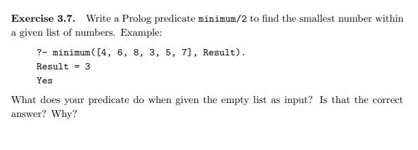 Solved Exercise 37 Write A Prolog Predicate Minimum2 To 2881