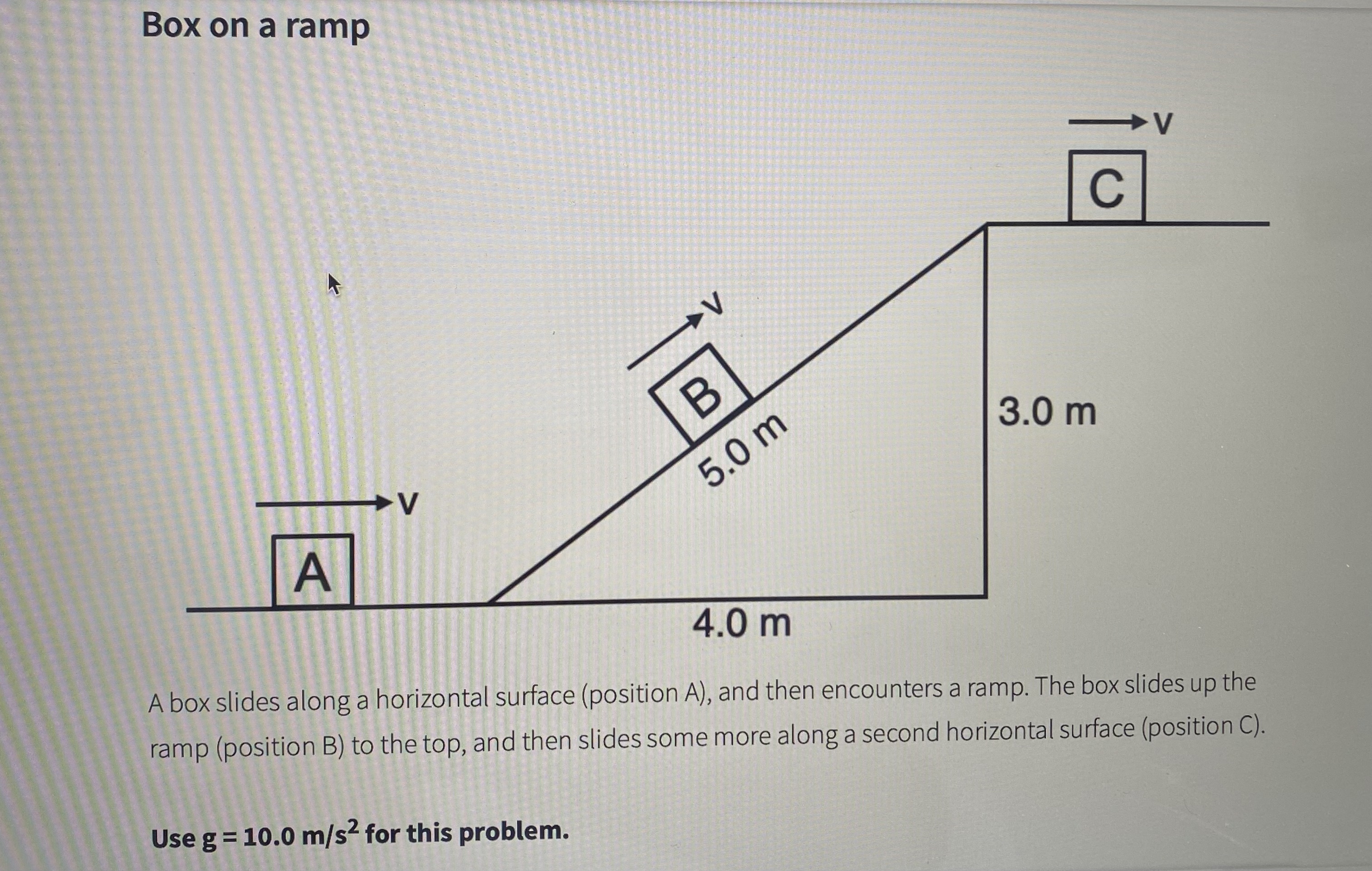 Solved Box on a ramp A box slides along a horizontal surface | Chegg.com