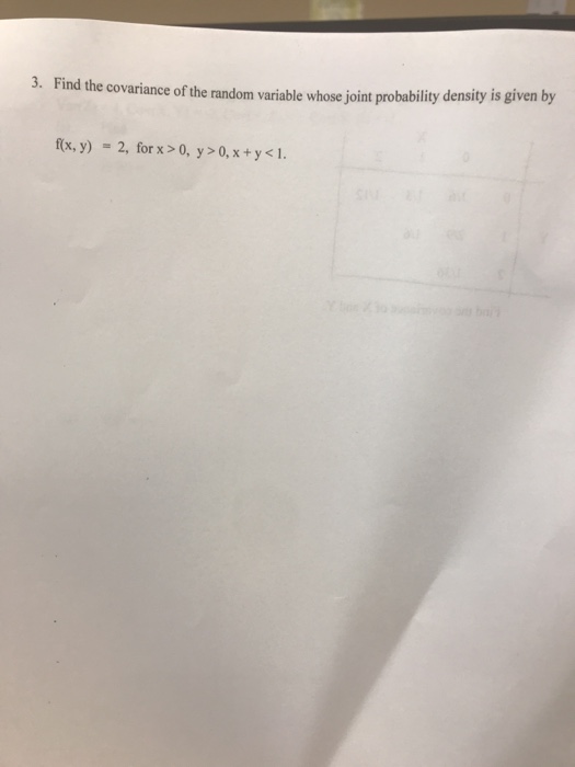 Solved 3. Find the covariance of the random variable whose | Chegg.com