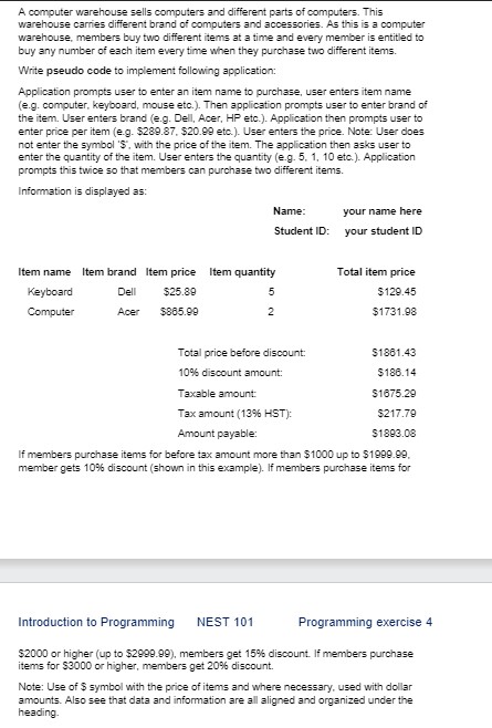 Solved A computer warehouse sells computers and different | Chegg.com