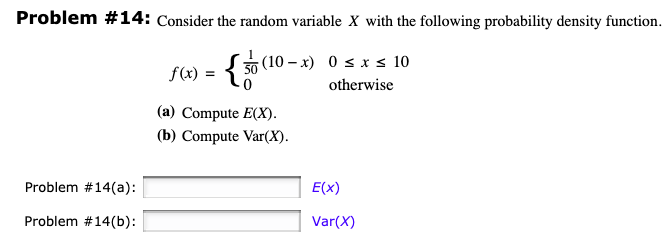 Solved Problem #14: Consider the random variable X with the | Chegg.com