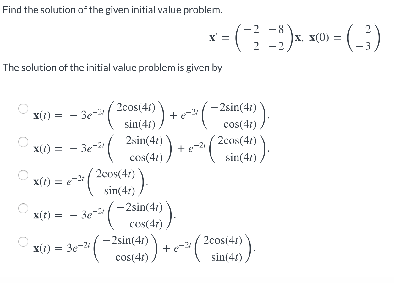 Solved Find the solution of the given initial value problem. | Chegg.com