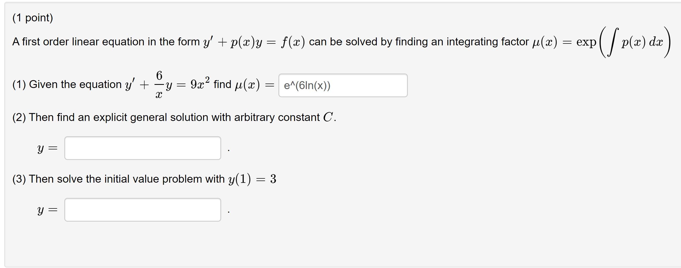 Solved A First Order Linear Equation In The Form