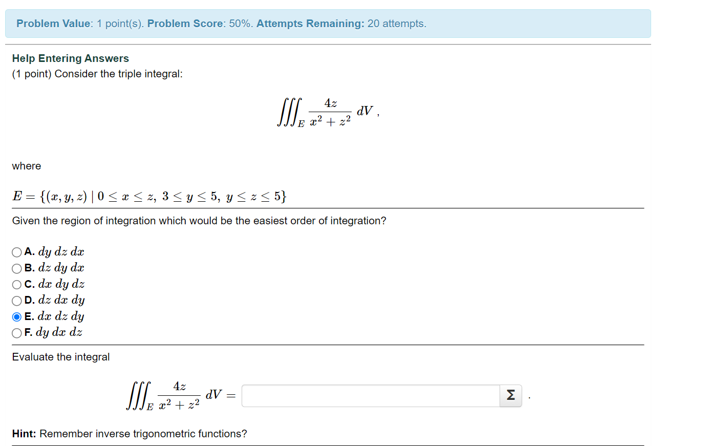 Problem Value: 1 point(s). Problem Score: 50\%. | Chegg.com