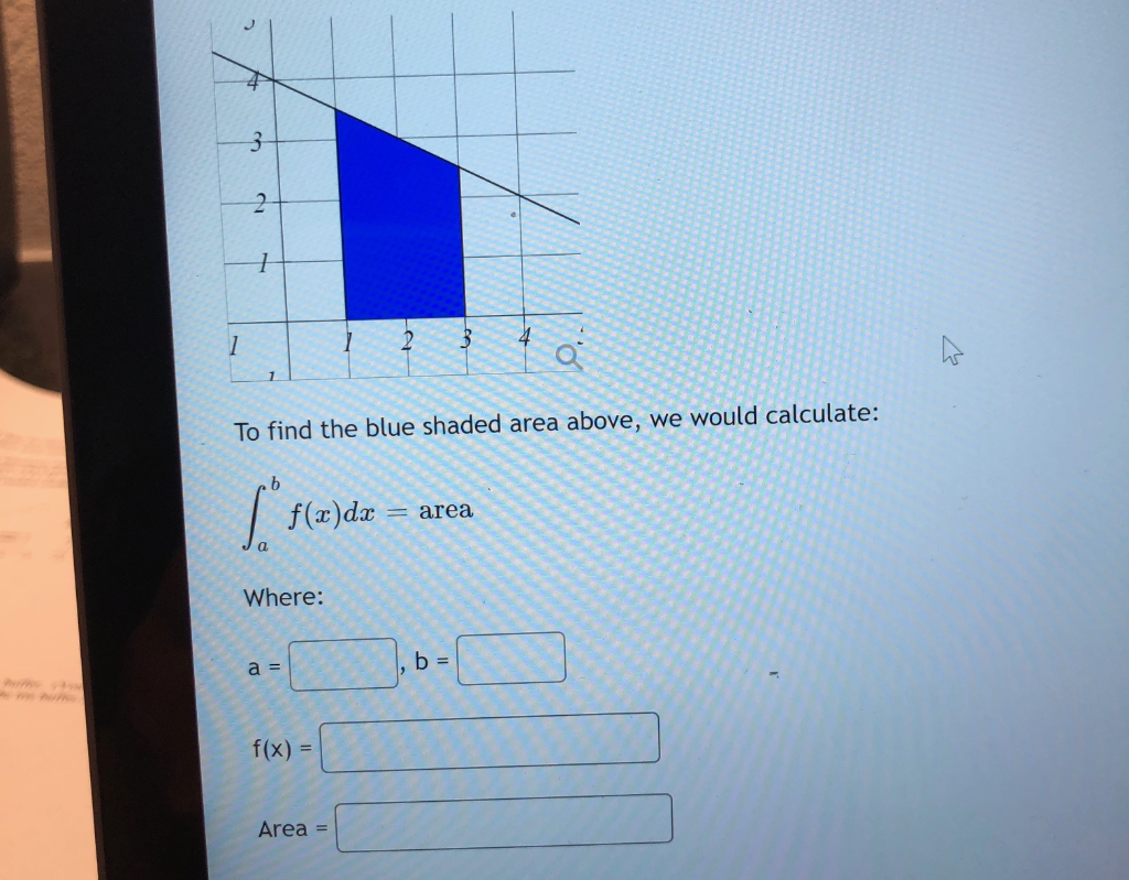 Solved 3 2 1 o 1 To find the blue shaded area above, we | Chegg.com