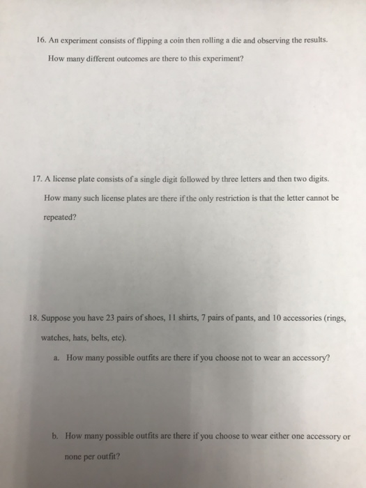 Solved 16. An experiment consists of flippinga coin then | Chegg.com