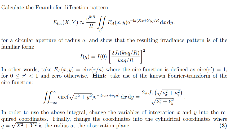 Calculate The Fraunhofer Diffraction Pattern