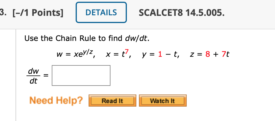 Solved 3. [-/1 Points] DETAILS SCALCET8 14.5.005. Use the | Chegg.com