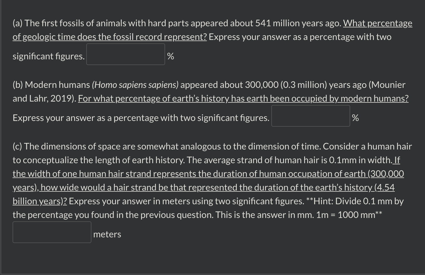 Solved (a) The first fossils of animals with hard parts | Chegg.com