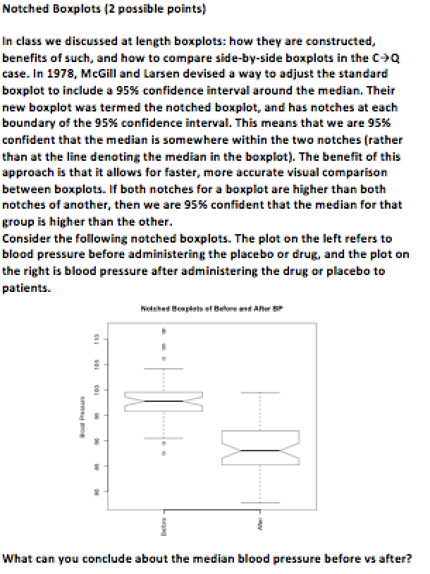 Solved Notched Boxplots (2 possible points) In class we | Chegg.com
