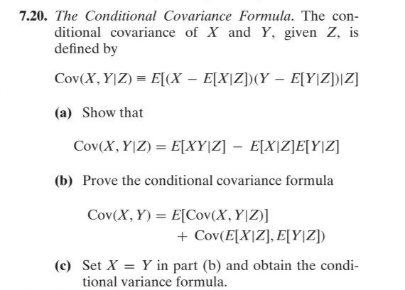 Solved 7.20. The Conditional Covariance Formula. The con- | Chegg.com