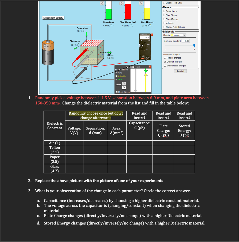 Solved Disconnect Battery Electric Field Lines Meters | Chegg.com