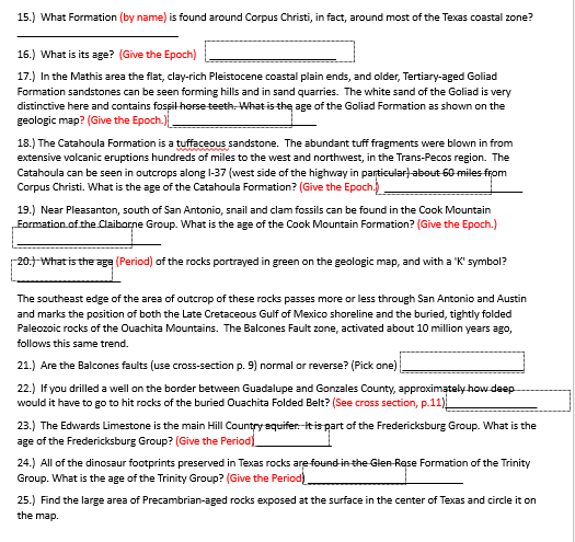 Solved 15.) What Formation (by name) is found around Corpus | Chegg.com