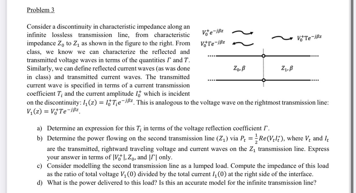 Solved Consider a discontinuity in characteristic impedance | Chegg.com