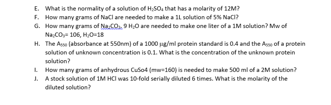 Solved E. What is the normality of a solution of H2SO4 that | Chegg.com