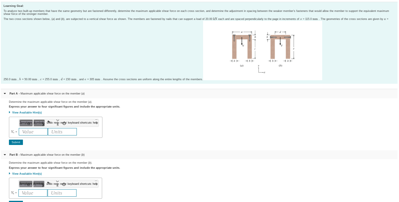 Solved Learning Goal: To analyze two built-up members that | Chegg.com