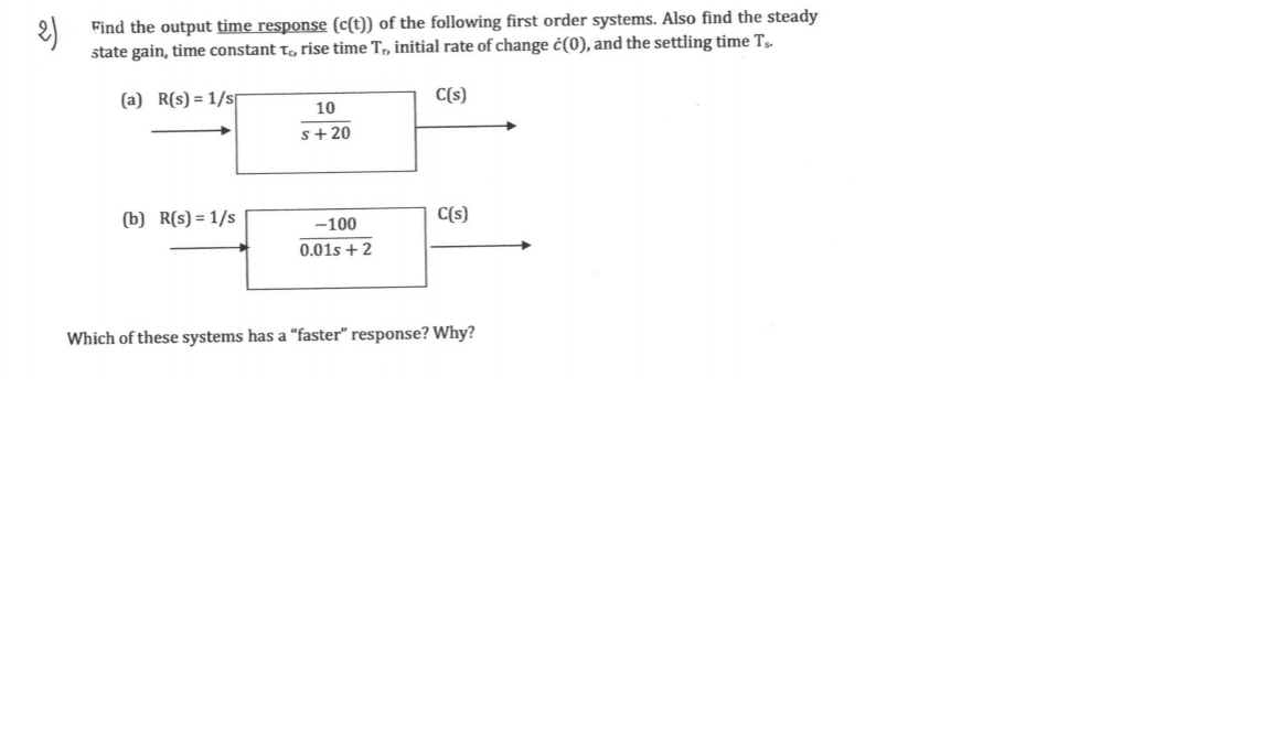 Solved 8) Find the output time response (c(t)) of the | Chegg.com