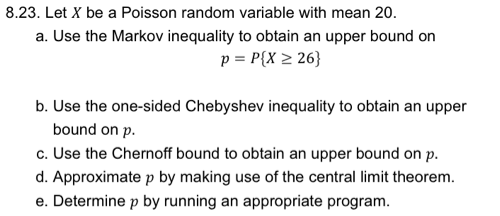 Solved 8.23. ﻿Let x ﻿be a Poisson random variable with mean | Chegg.com