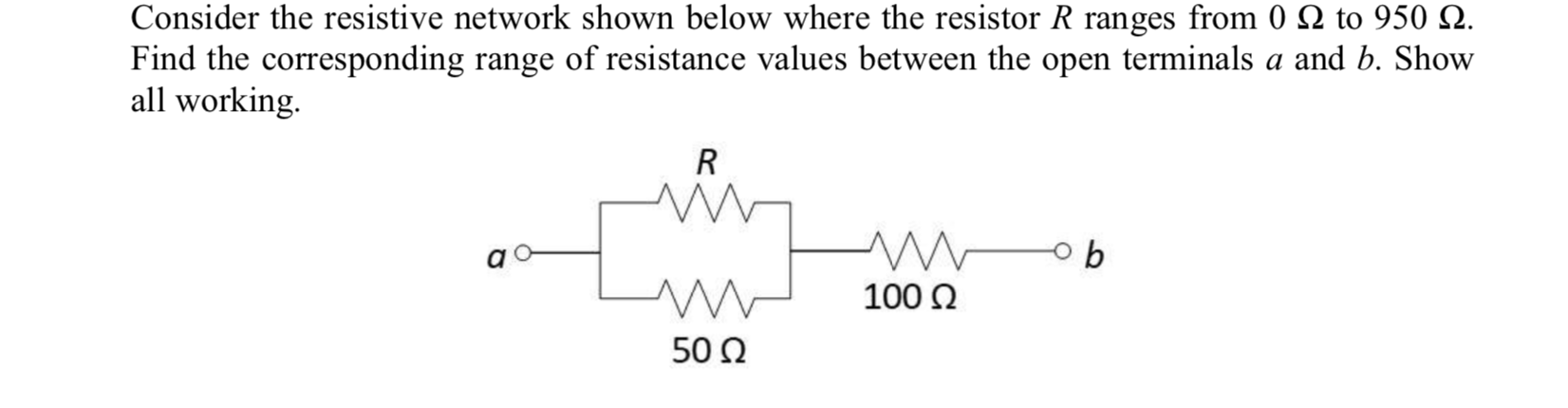 Solved Consider the resistive network shown below where the | Chegg.com